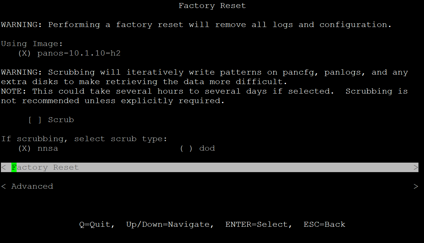 Factory Reset Palo Alto Firewall with admin password – Andy's Tech and Security Blog